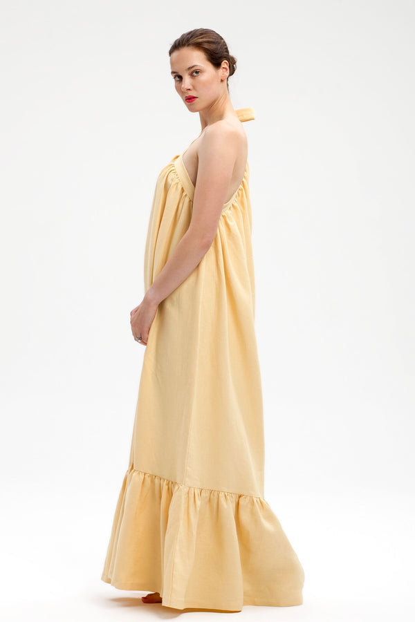 Sandrine Linen Dress | Lemon - Tyde-London